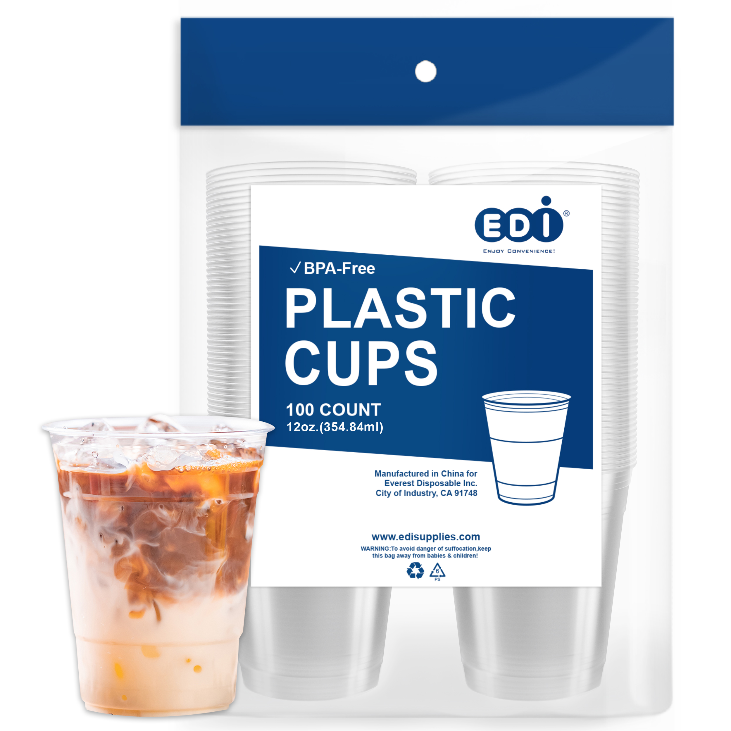 Boardwalk BWK 12 oz Clear Plastic Pet Cold Cups - Walmart.com