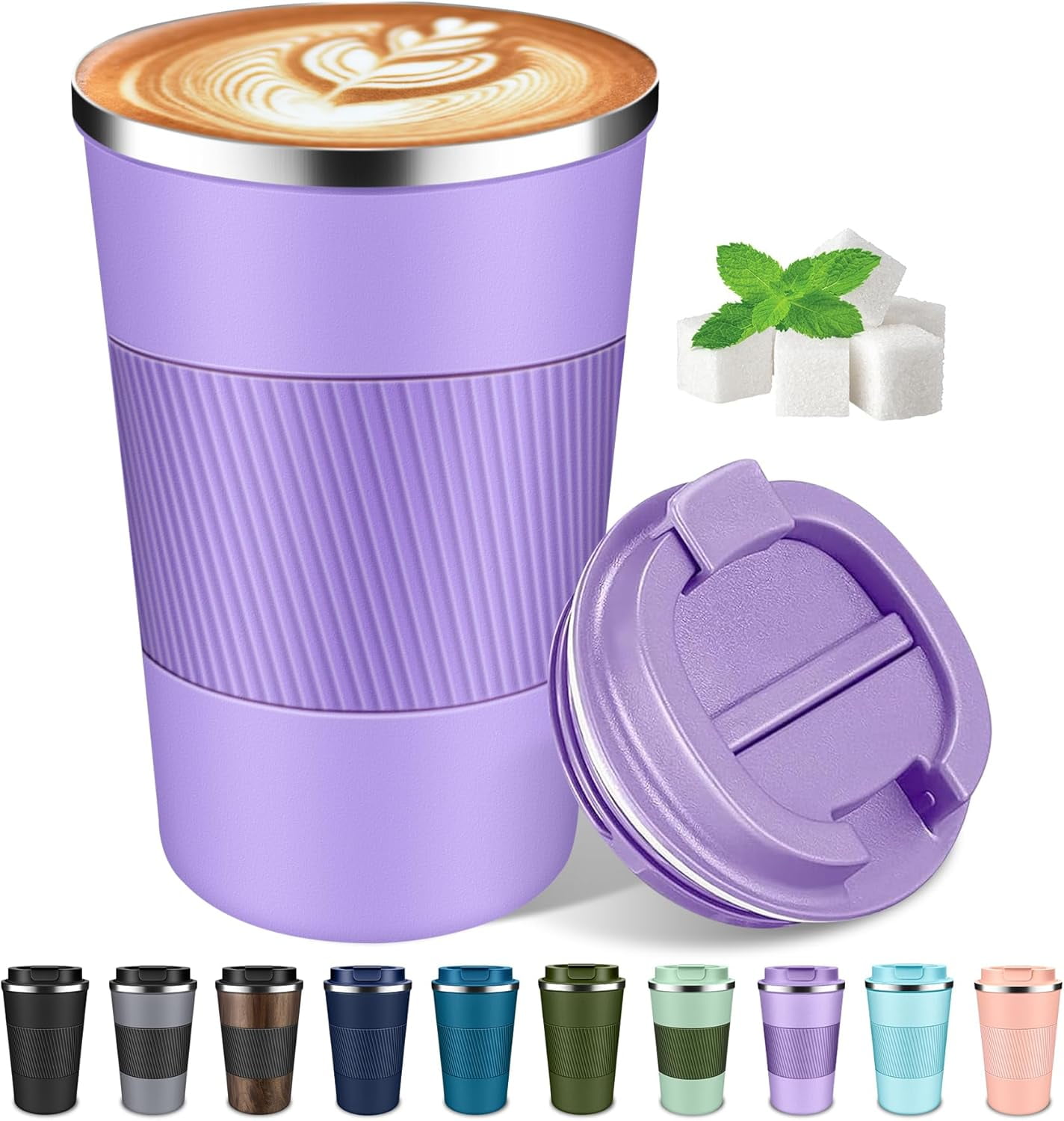 12 oz & 17 oz Insulated Coffee Mug with Lid Portable Spill-Proof Coffee ...
