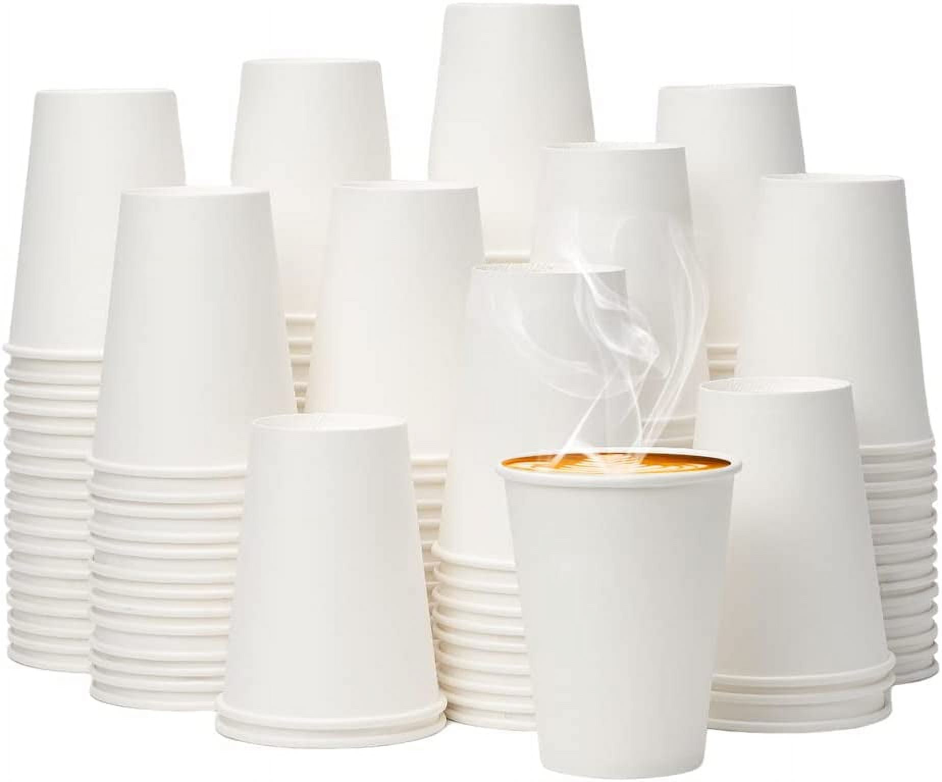 12 oz 300 Pack Disposable Paper Coffee Cups, Bulk White Hot to Go Cups ...