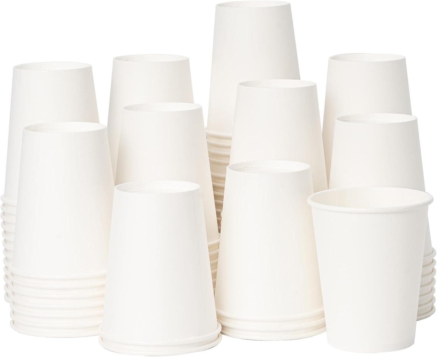 12 oz 300 Pack Disposable Paper Coffee Cups, Bulk White Hot to Go Cups ...