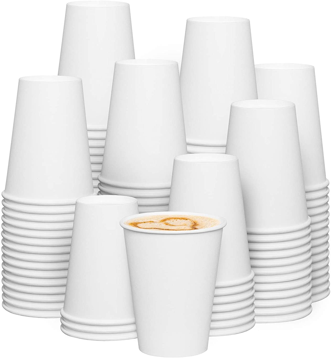 12 oz. - 300 count Disposable White Paper Cups, Hot Coffee Cups - Eco ...