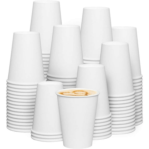 12 oz. - 300 count Disposable White Paper Cups, Hot Coffee Cups - Eco ...