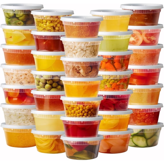[12 oz. - 48 Count Plastic Food Storage Deli Containers with Lids ...