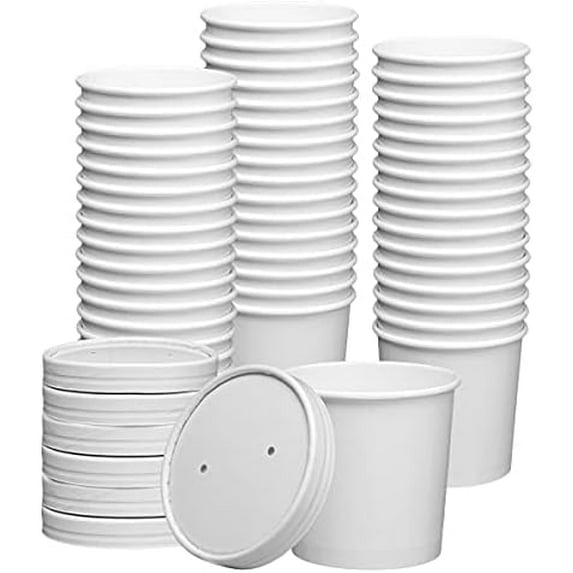 [12 oz. - 50 Count White Paper Food Containers with Vented Lids - To Go ...