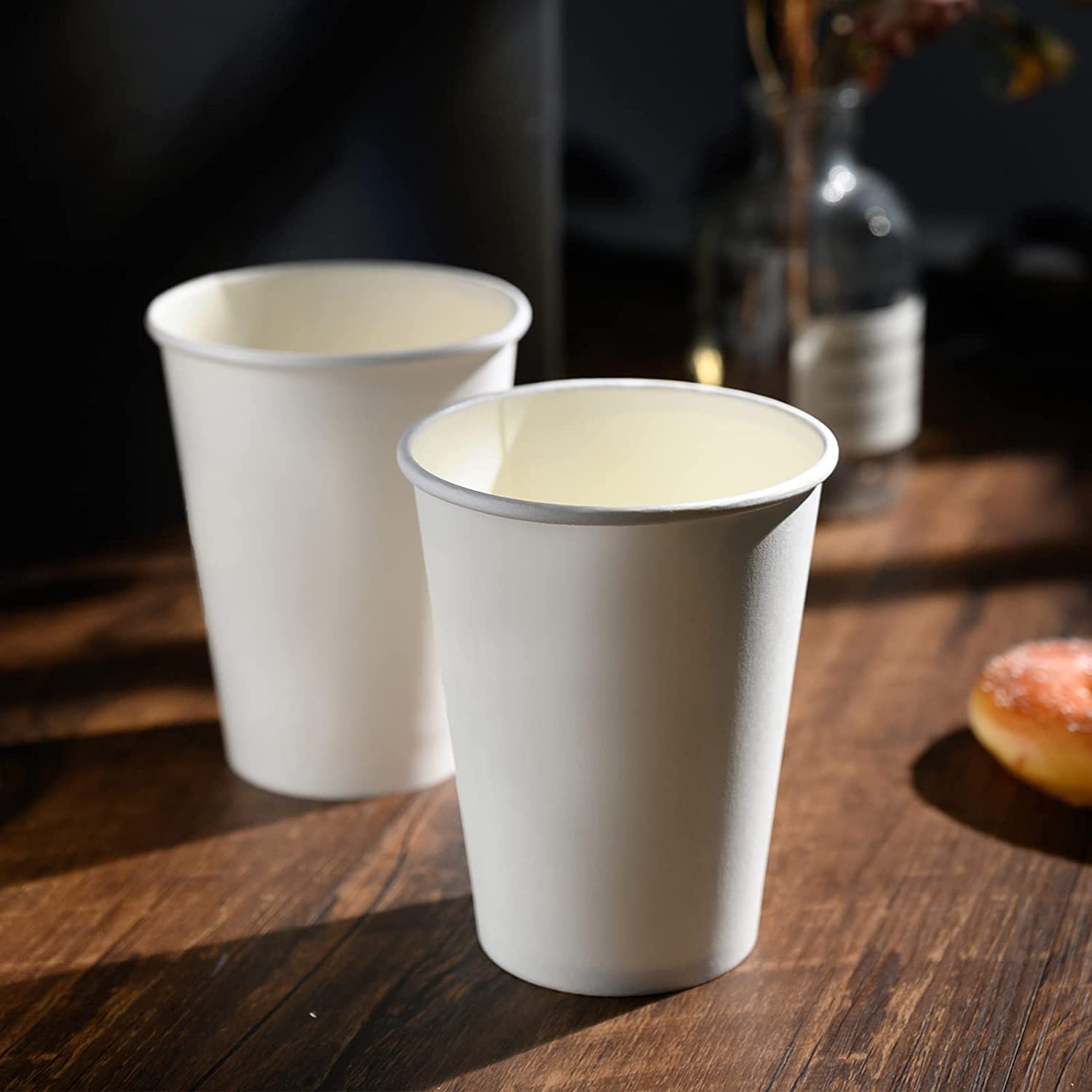 12 oz 500 Pack Disposable Paper Coffee Cups, Bulk White Hot to Go Cups ...