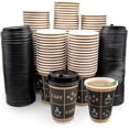 [12 oz - 500 Sets with Lids] Paper Disposable Hot Coffee Cups with ...