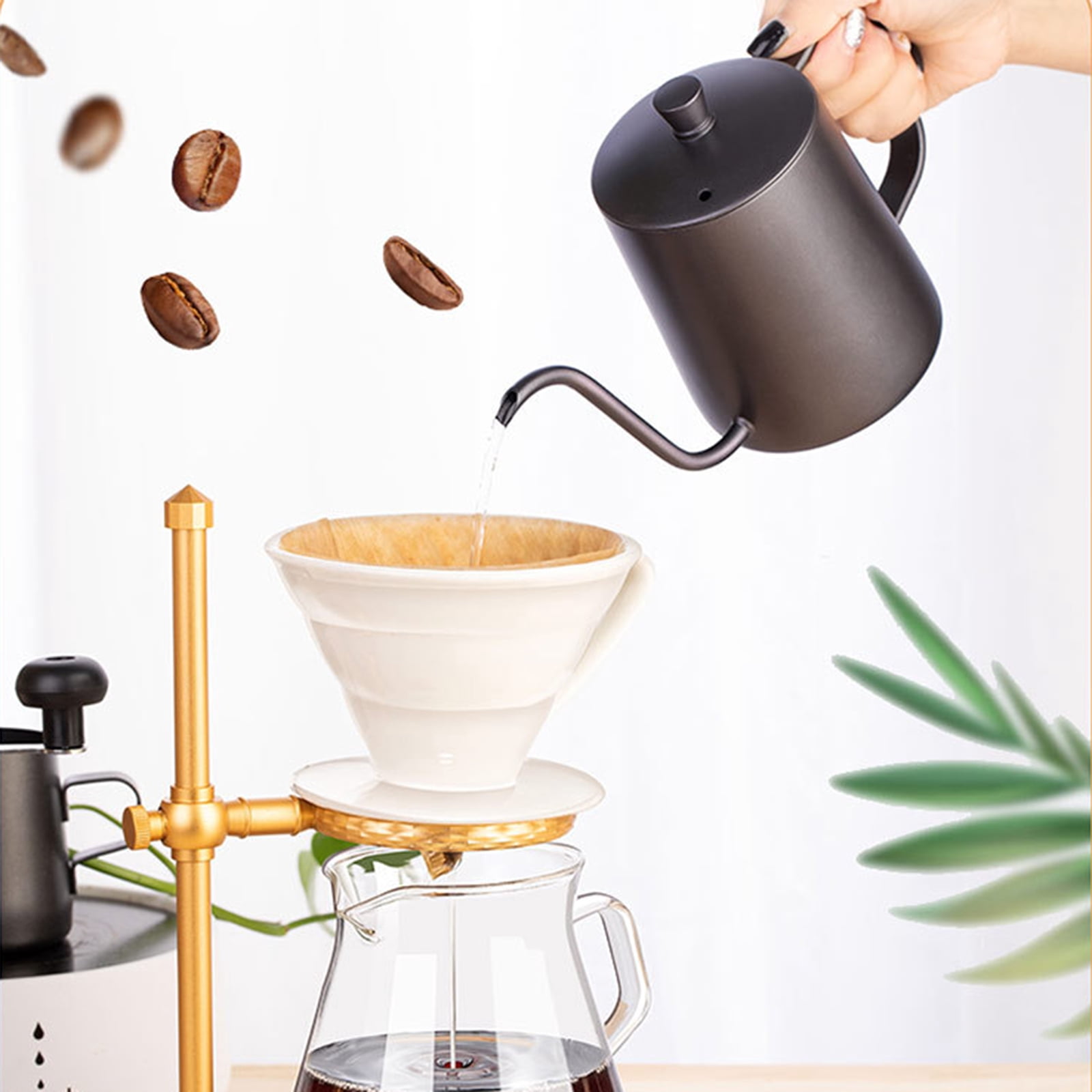 600ml Stainless Steel Gooseneck Coffee Kettle Long Narrow Spout Coffee ...