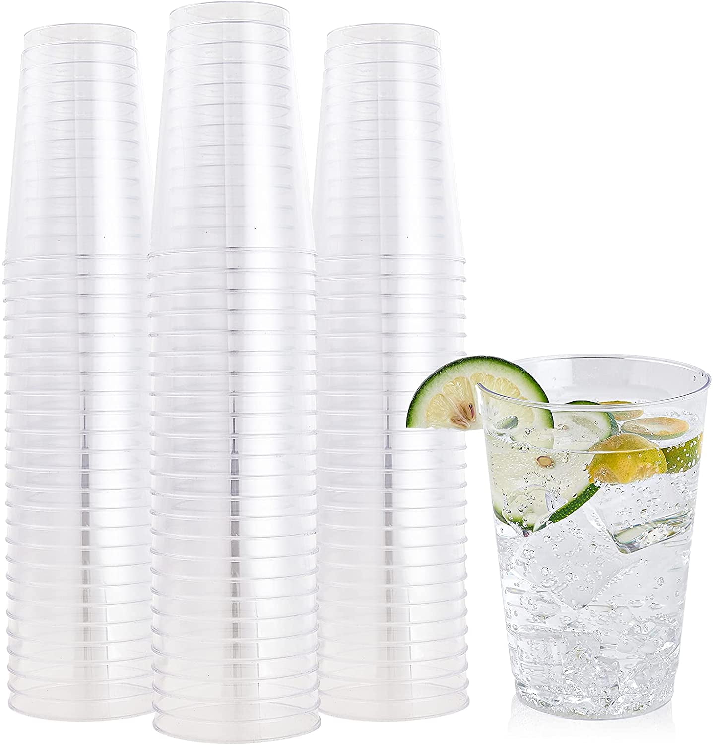12 oz Clear Plastic Cups, Disposable Heavy Duty Hard Plastic Cups ...