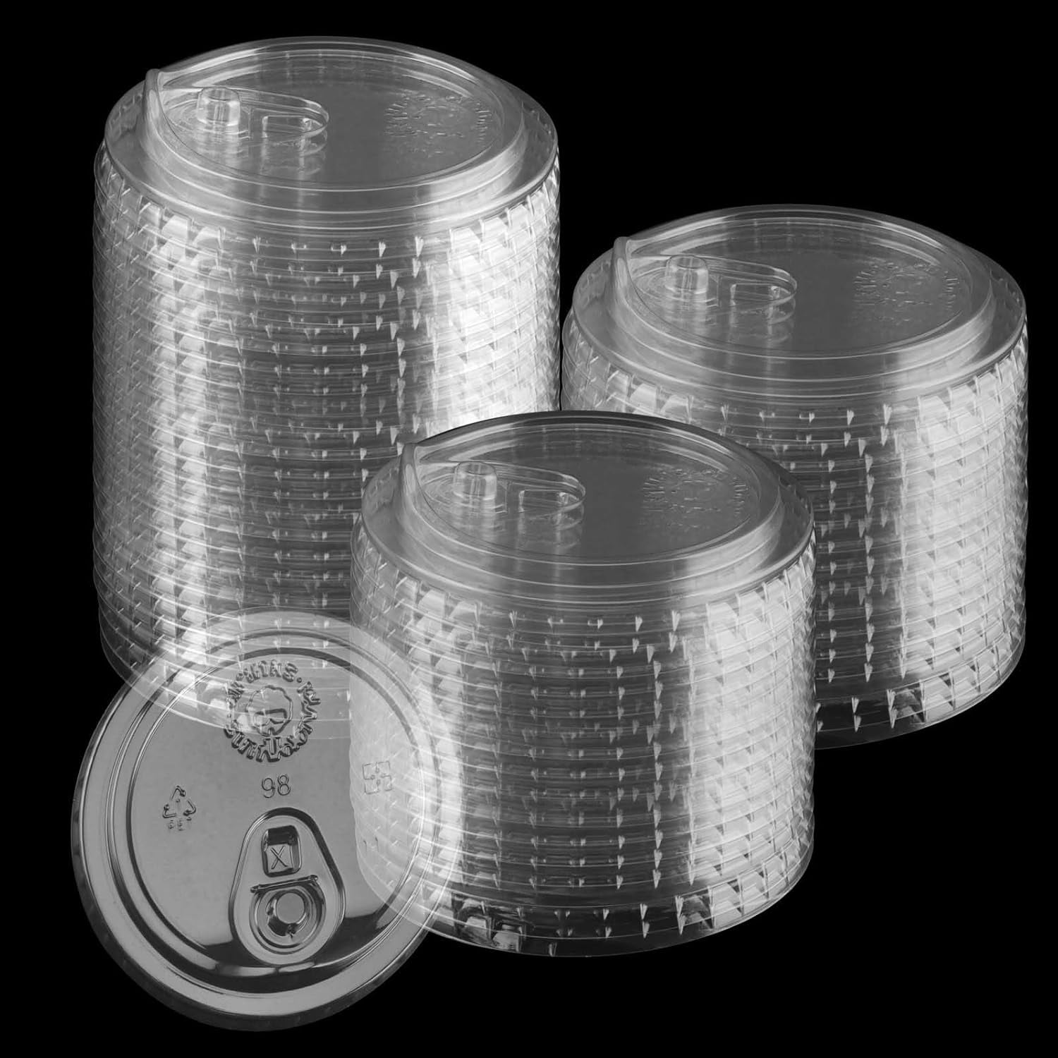 12 oz Crystal Clear Disposable PET Sip Lids, 98mm PET Plastic Strawless ...
