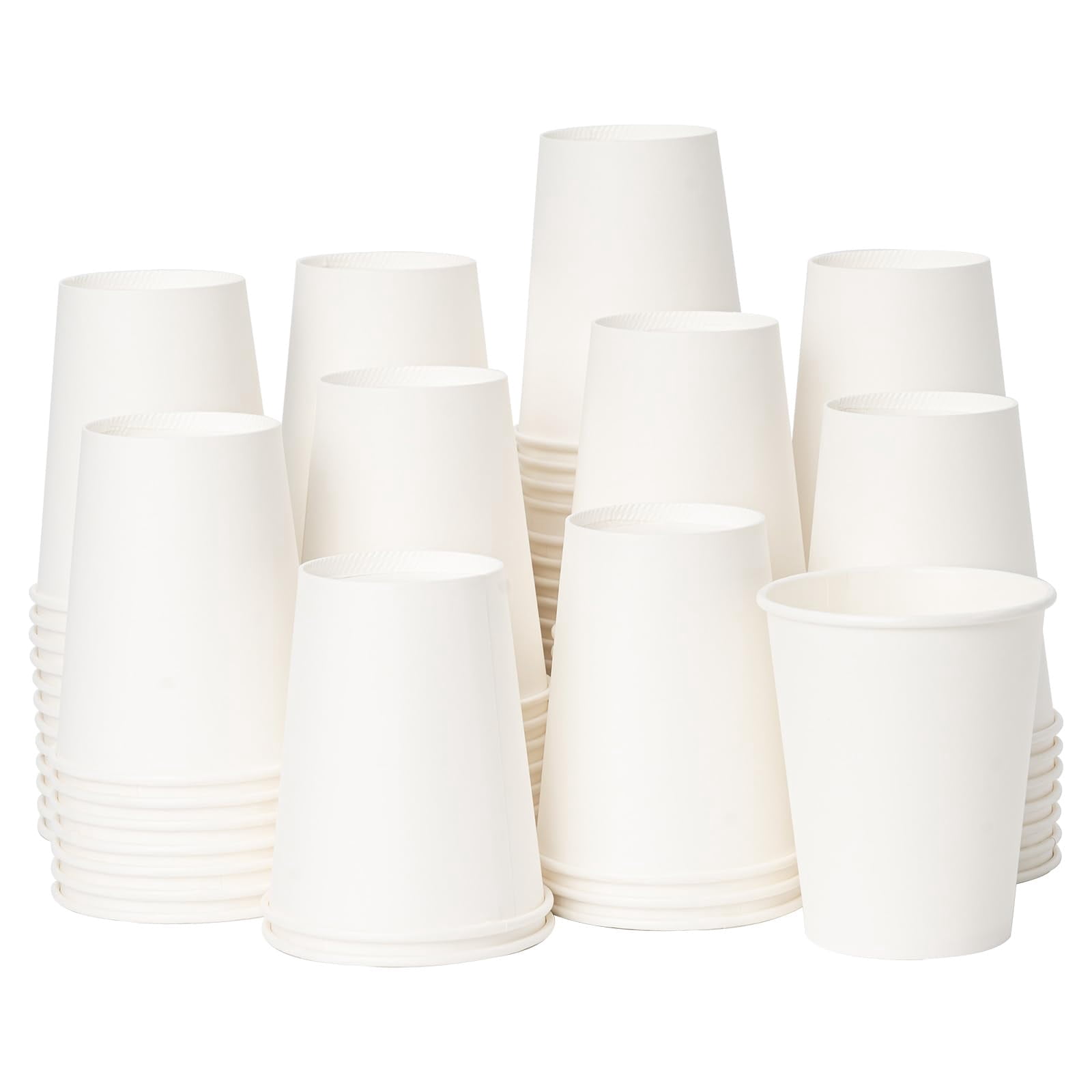 12 oz Disposable Paper Coffee Cups Bulk 300 Pack White Hot Beverage ...