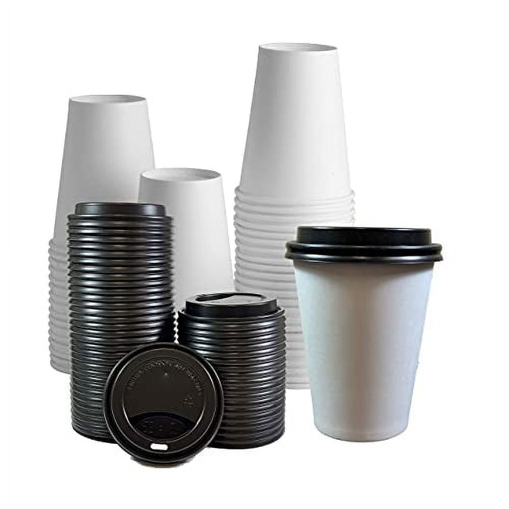 Walmart 12 oz Hot Disposable Throwaway Paper Coffee Mugs with Lids, 400 ...