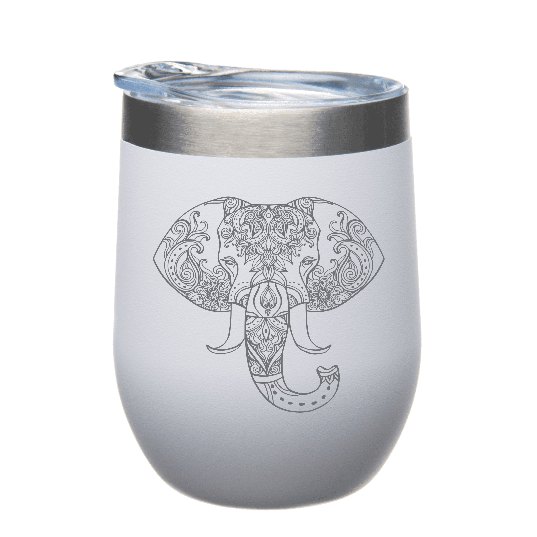 12 oz Double Insulated Wine Tumbler with Lid - Elephant Engraved ...