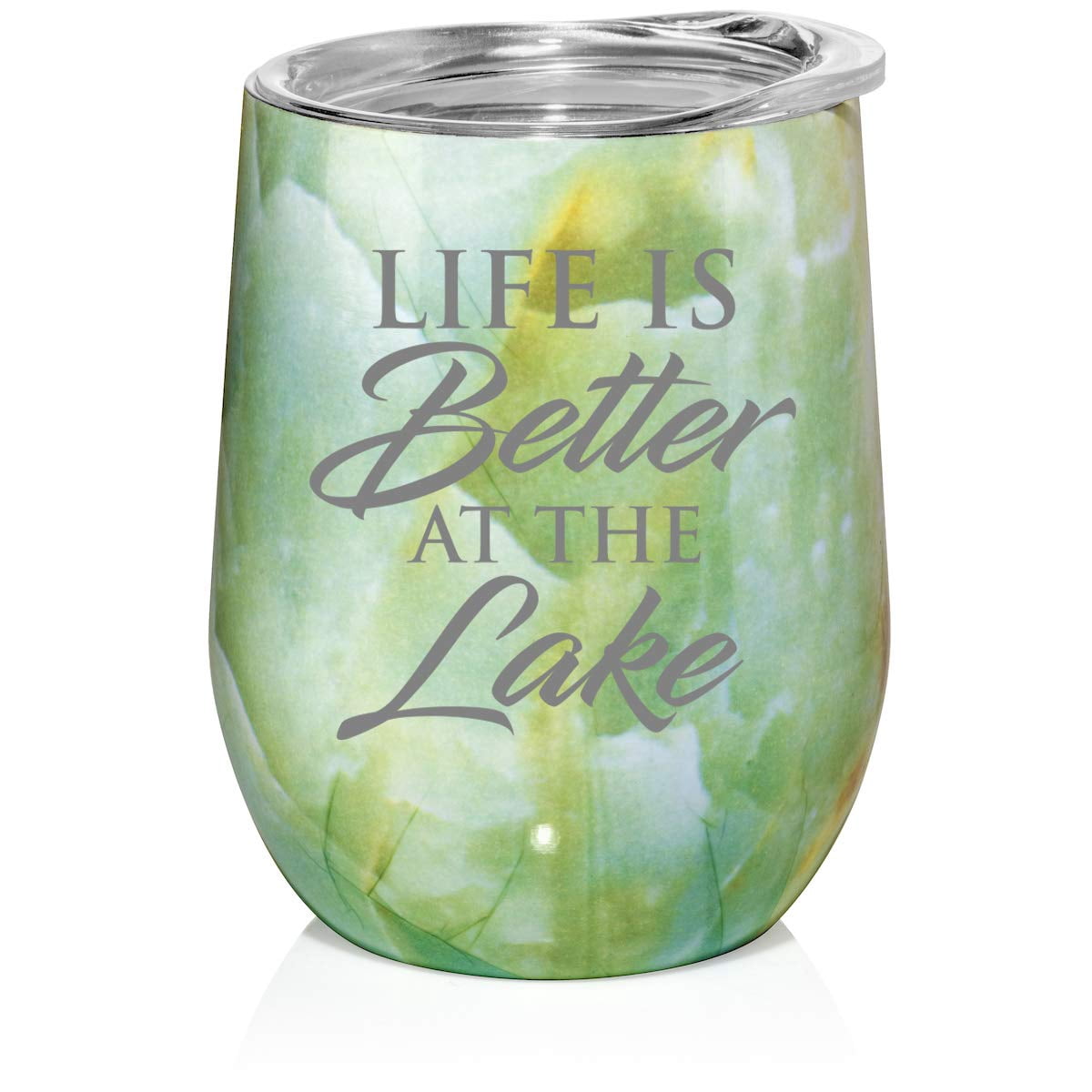 12 oz Double Wall Vacuum Insulated Stainless Steel Marble Stemless Wine ...