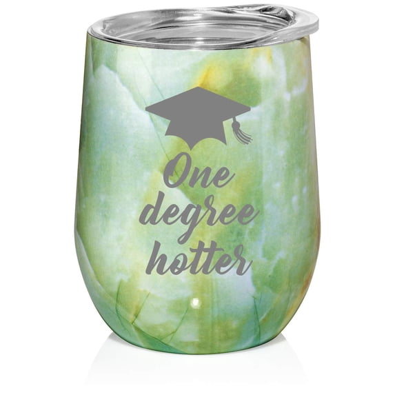 12 oz Double Wall Vacuum Insulated Stainless Steel Marble Stemless Wine ...