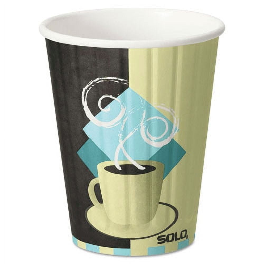 12 oz. Duo Shield Hot Insulated Paper Cups - Chocolate/Blue/Beige (40 ...