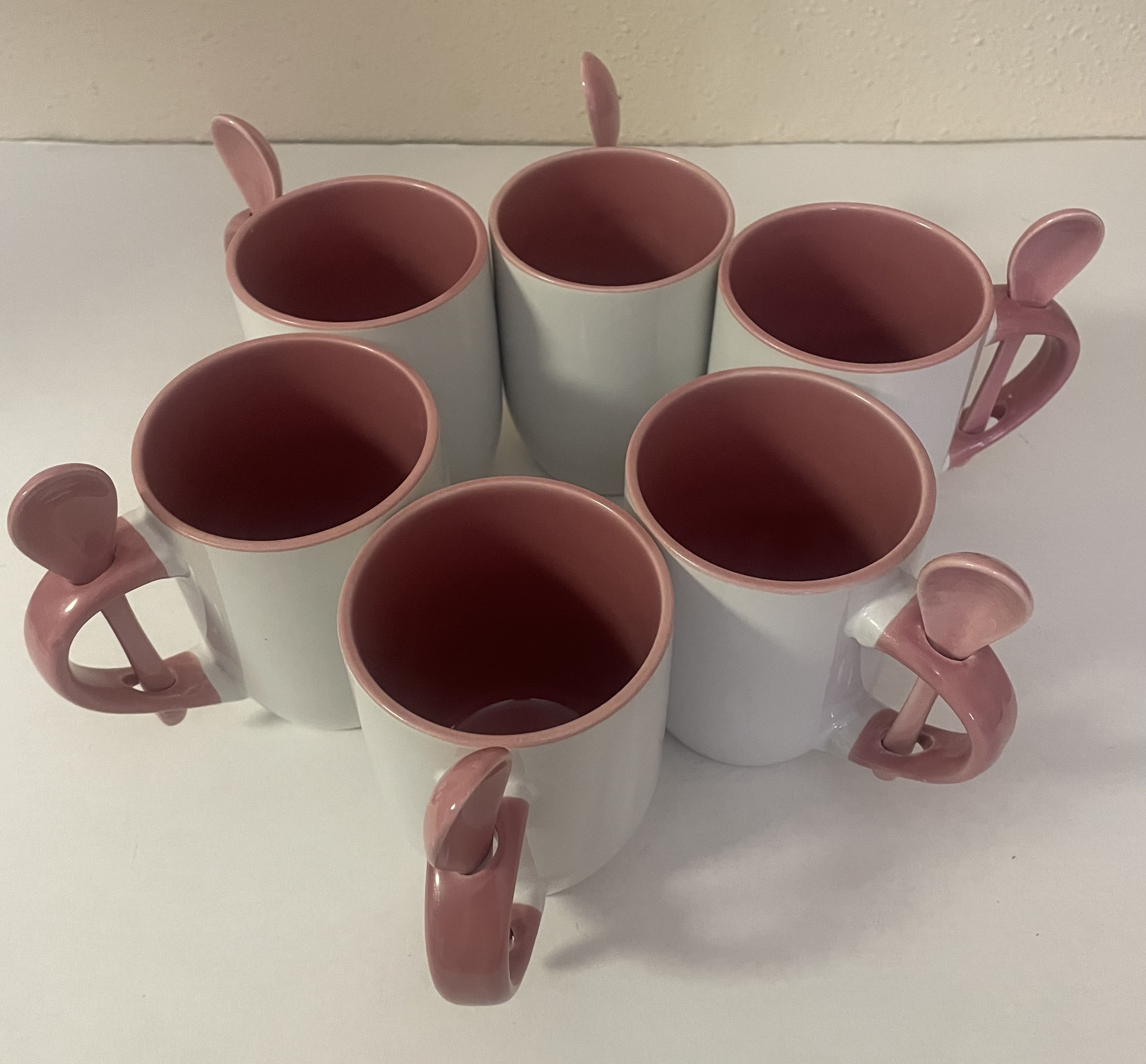 12 oz Inner and Handle Color Sublimation Ceramic Mug with Spoon ...