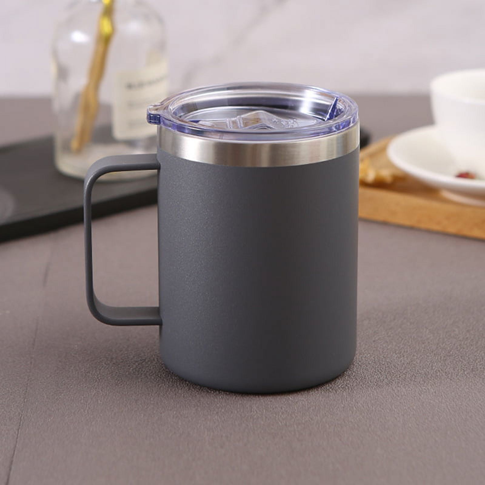 12 oz Insulated Coffee Mug with Lid - Stainless Steel Camping Mug ...