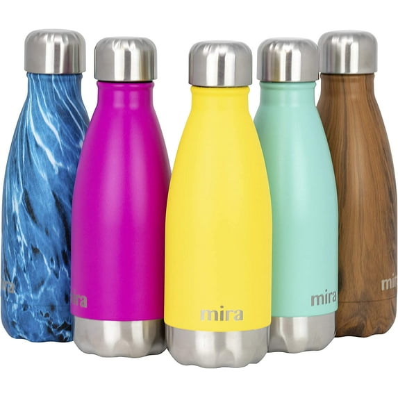 12 oz Insulated Water Bottle - Slim Stainless Steel Cola Shape Thermo ...