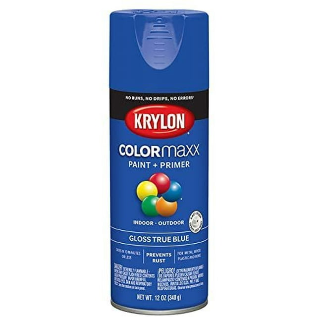 12 oz Krylon K05543007 True Blue COLORmaxx Paint & Primer Spray Paint ...