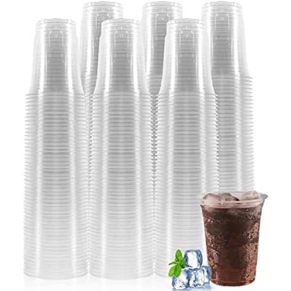 12 oz PET Plastic Cups, 300 Pack, Clear, Disposable, Durable, Resistant ...