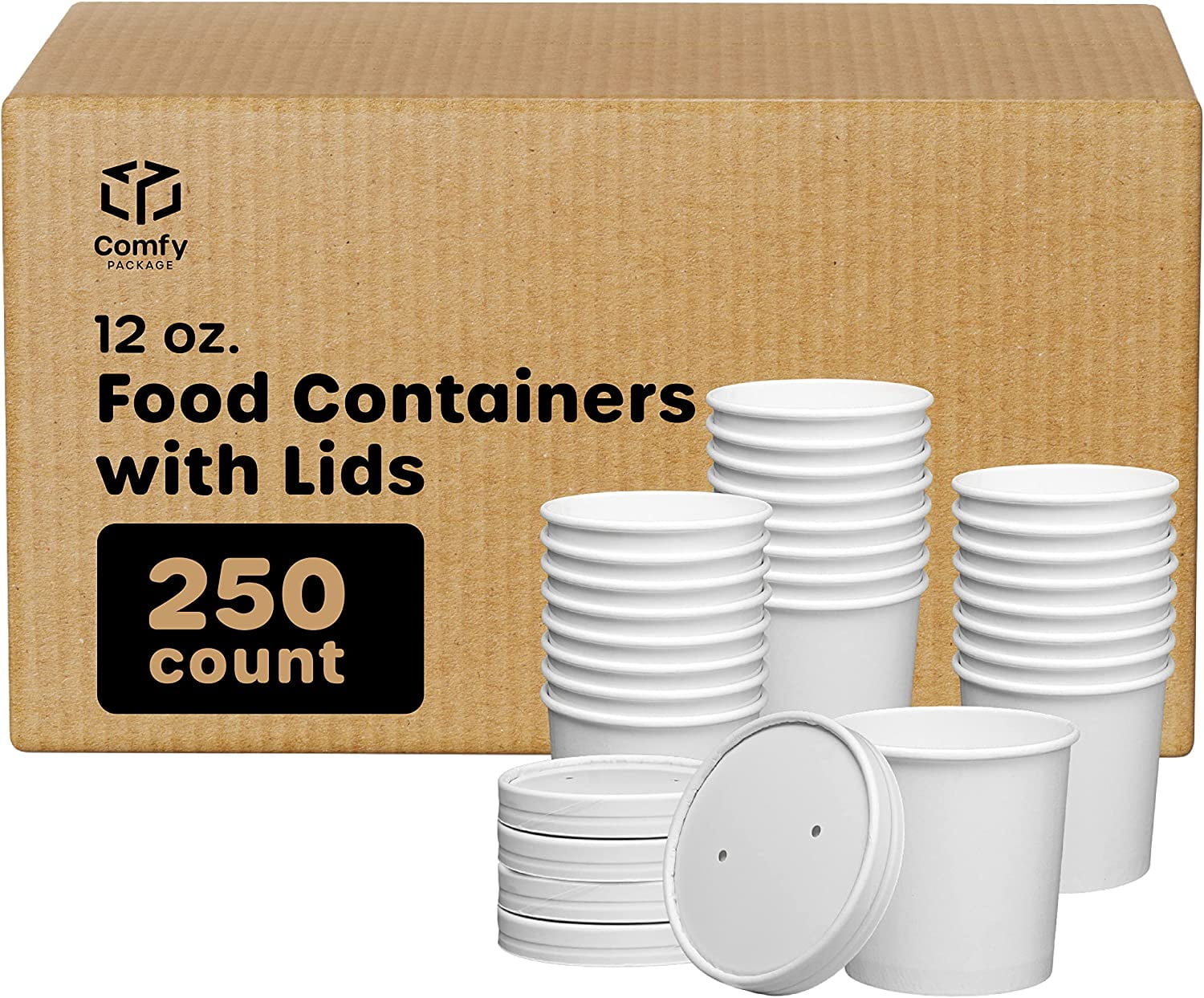 12 oz. Paper Food Containers With Vented Lids, [Bulk Case of 10/25 Sets ...