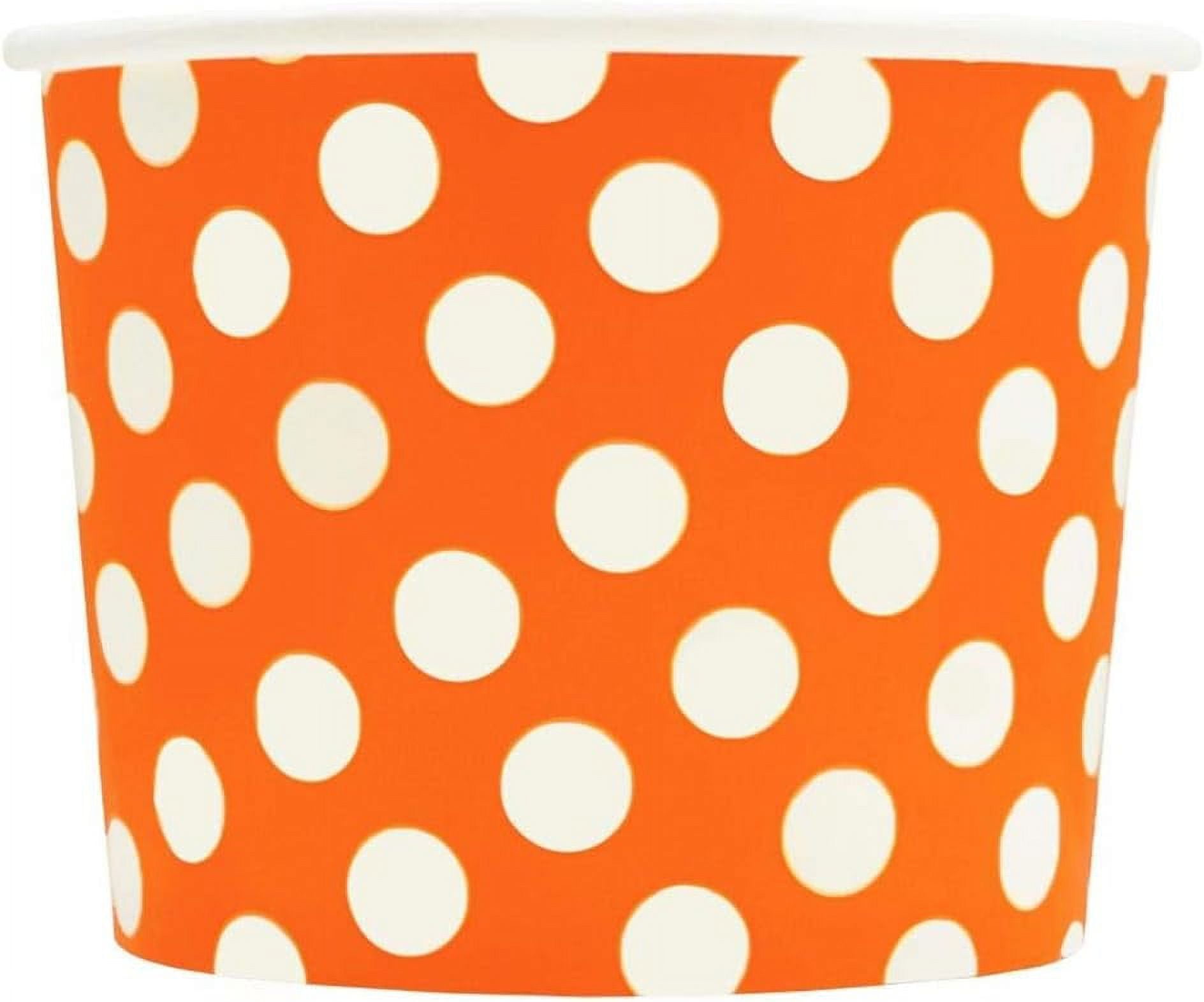 12 oz Polka Dot Paper Ice Cream Bowls Orange Color | Disposable Dessert ...