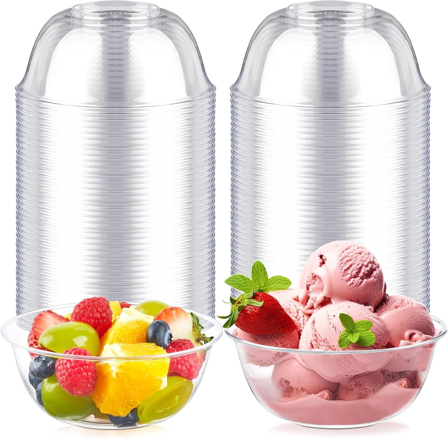 12 oz Small Clear Plastic Bowls, 60 Pack Disposable Hard Plastic Salad ...