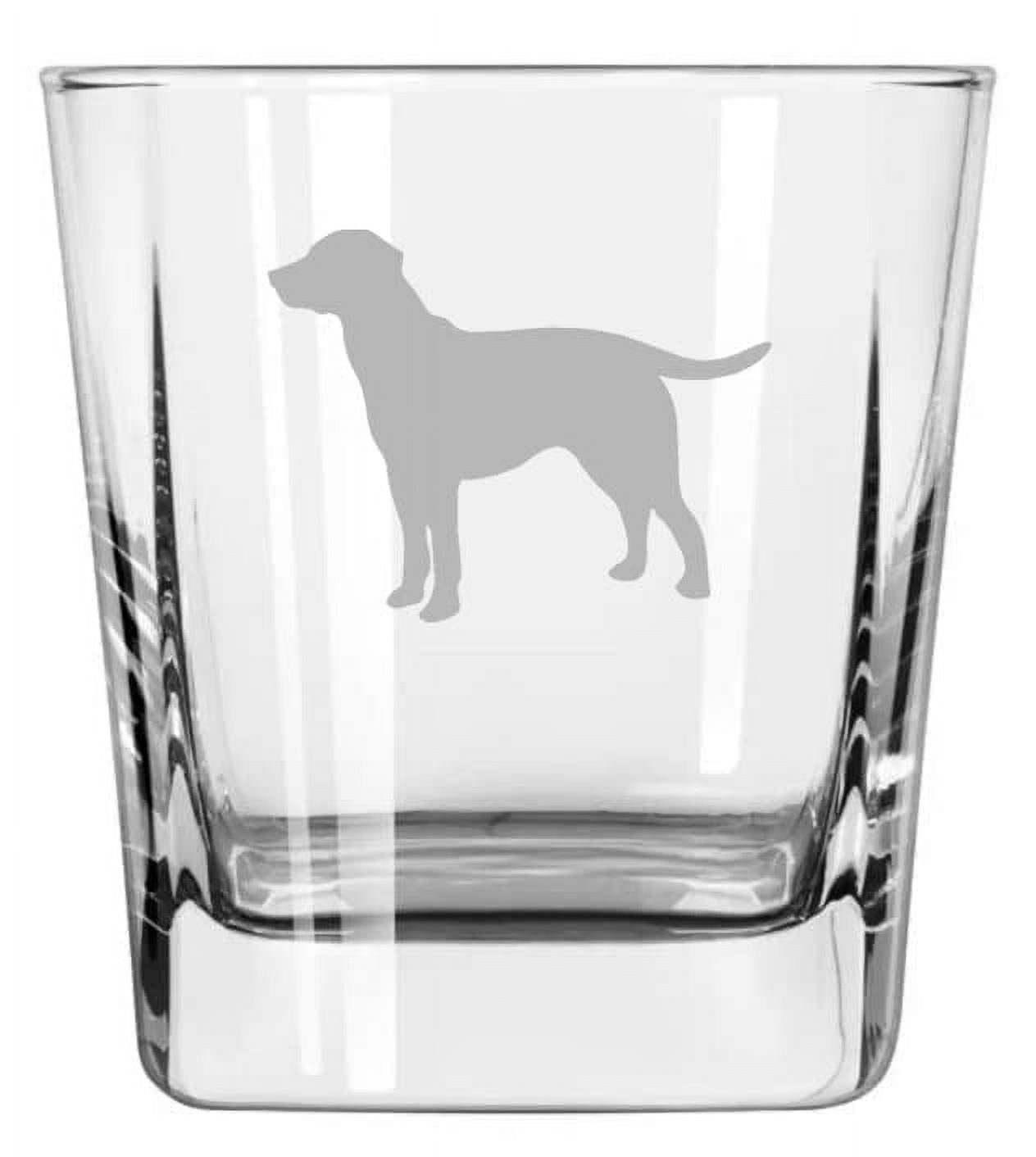 12 oz Square Base Rocks Whiskey Double Old Fashioned Glass Lab Labrador ...