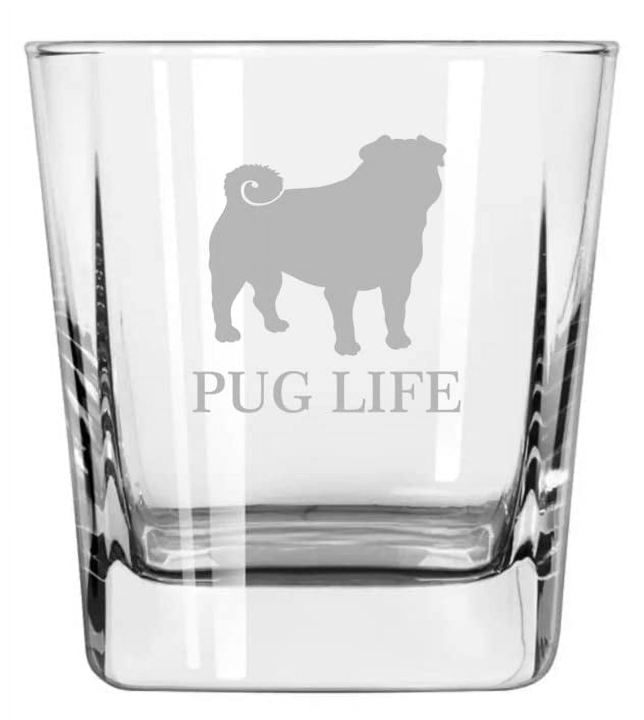 12 oz Square Base Rocks Whiskey Double Old Fashioned Glass Pug Life ...