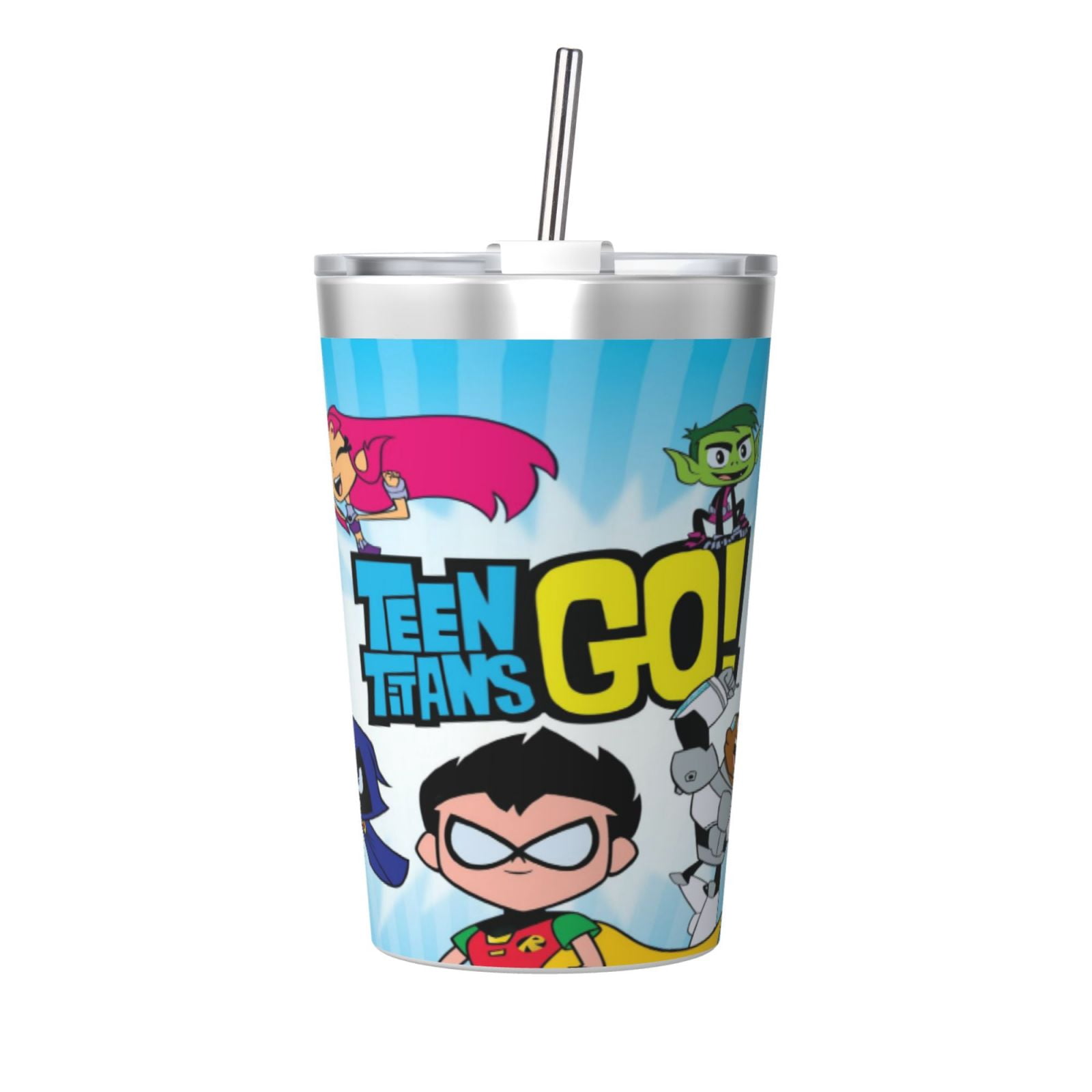 12 oz Teen Titans Go Insulated Water Bottle With Straw Stainless Steel ...