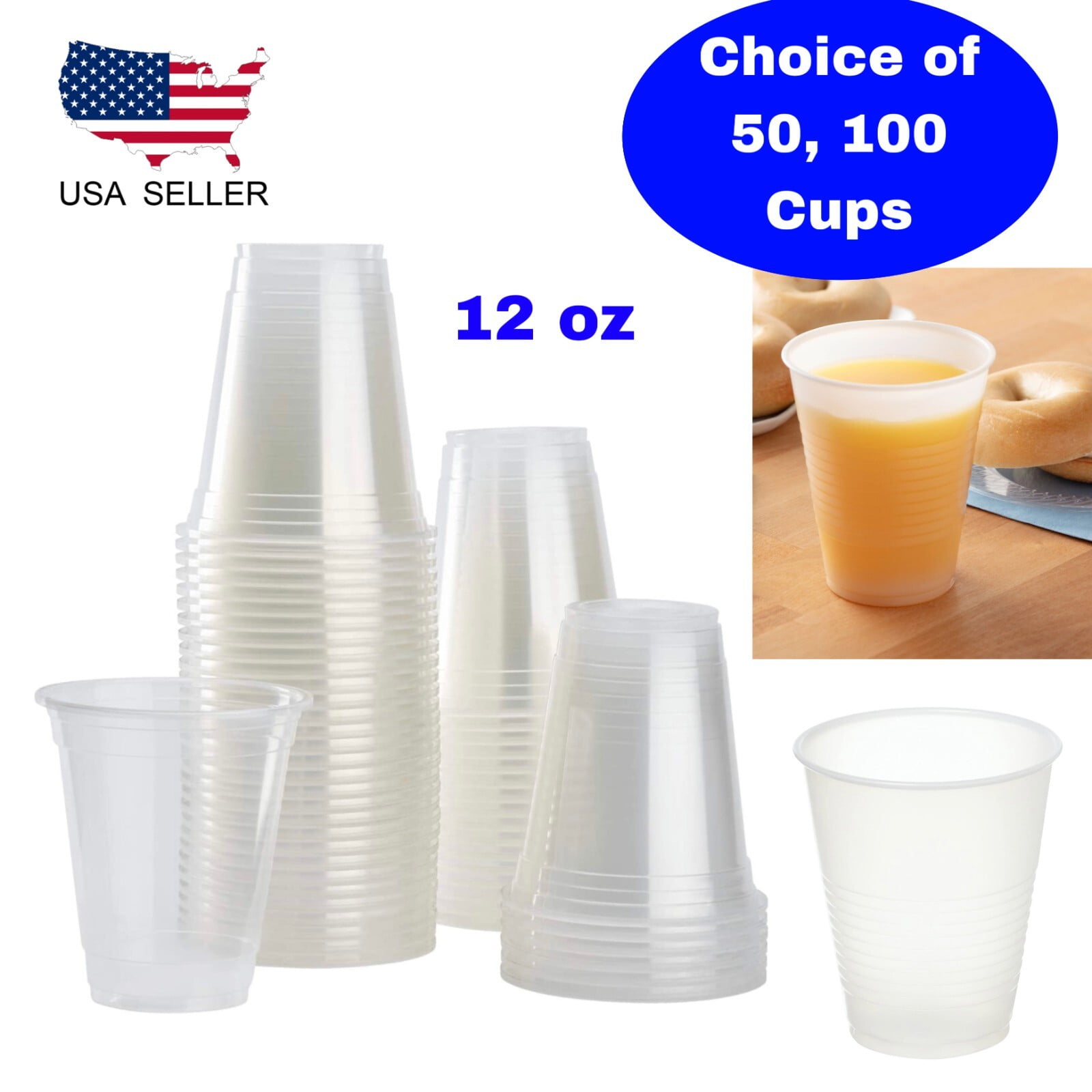 12 oz Translucent Plastic Cups Disposable Drinking Cups Cold Soda ...