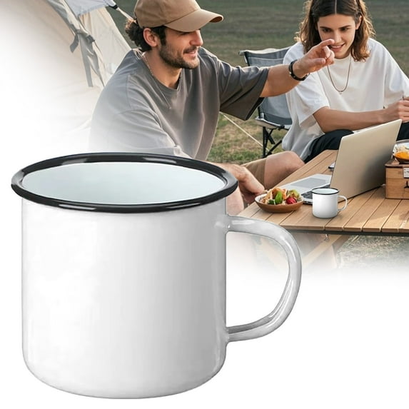 12 oz Vintage Metal Enamel Camping Mugs (Bulk) - Portable Handle Coffee ...