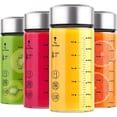 12 oz Wide Mouth Borosilicate Glass Juice Bottles With Stainless Steel ...