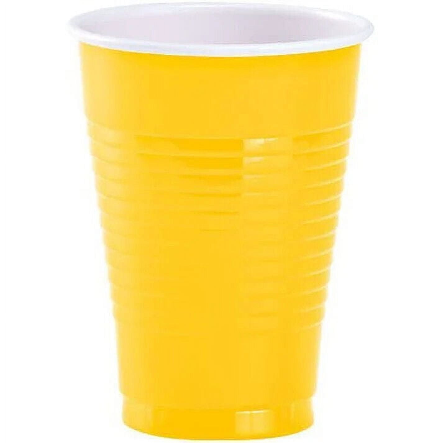 12 oz Yellow Cups Party Cups Heavy-Duty Plastic Cold Drinking Container ...