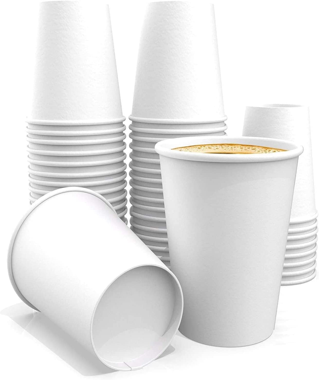 12 oz paper cups - white coffee paper cups for tea and cocoa (50 pieces ...