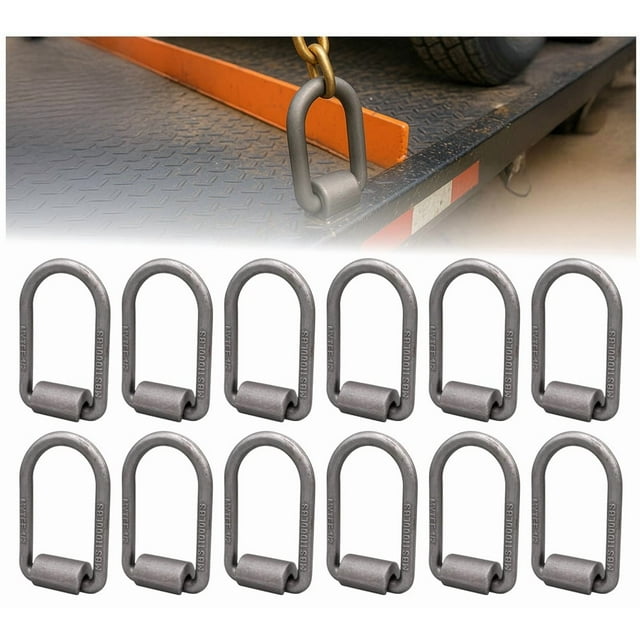 12 pack 1/2" Heavy Duty Weld-On Extended Forged D Ring w/ Mounting ...