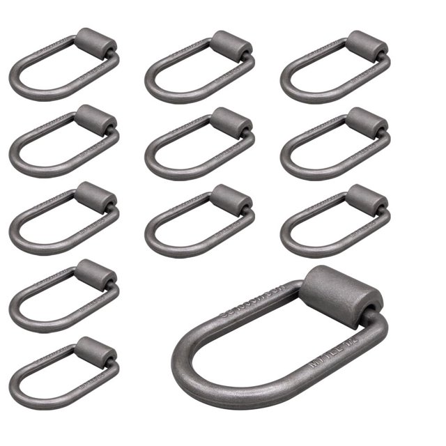 12 pack 1/2" Heavy Duty Weld-On Extended Forged D Ring w/ Mounting Brackets - 11000 lbs Bracking ...