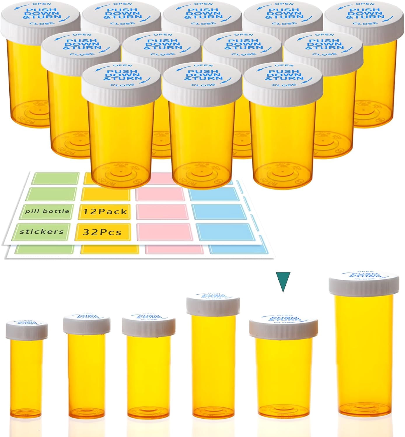 12-pack 2.5-ounce empty medicine bottles - childproof, moisture-proof ...