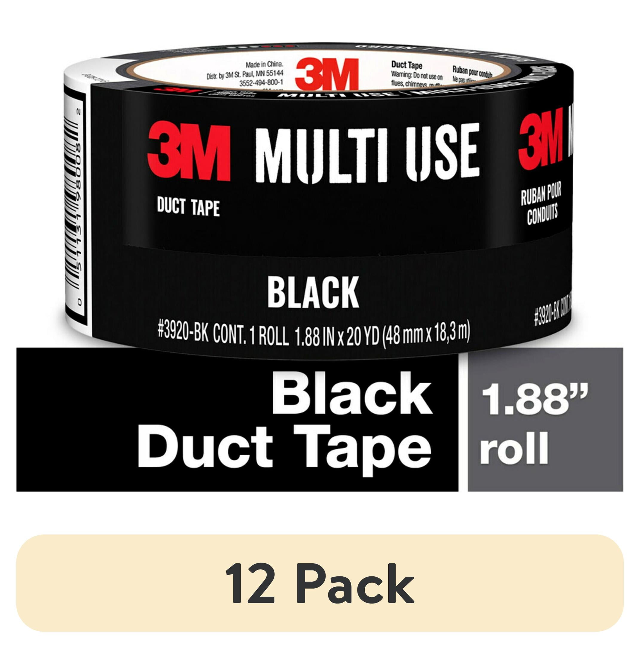 (12 pack) 3M Duct Tape, 1.88 in x 20 yd, Black, 1 Roll/Pack - Walmart.com