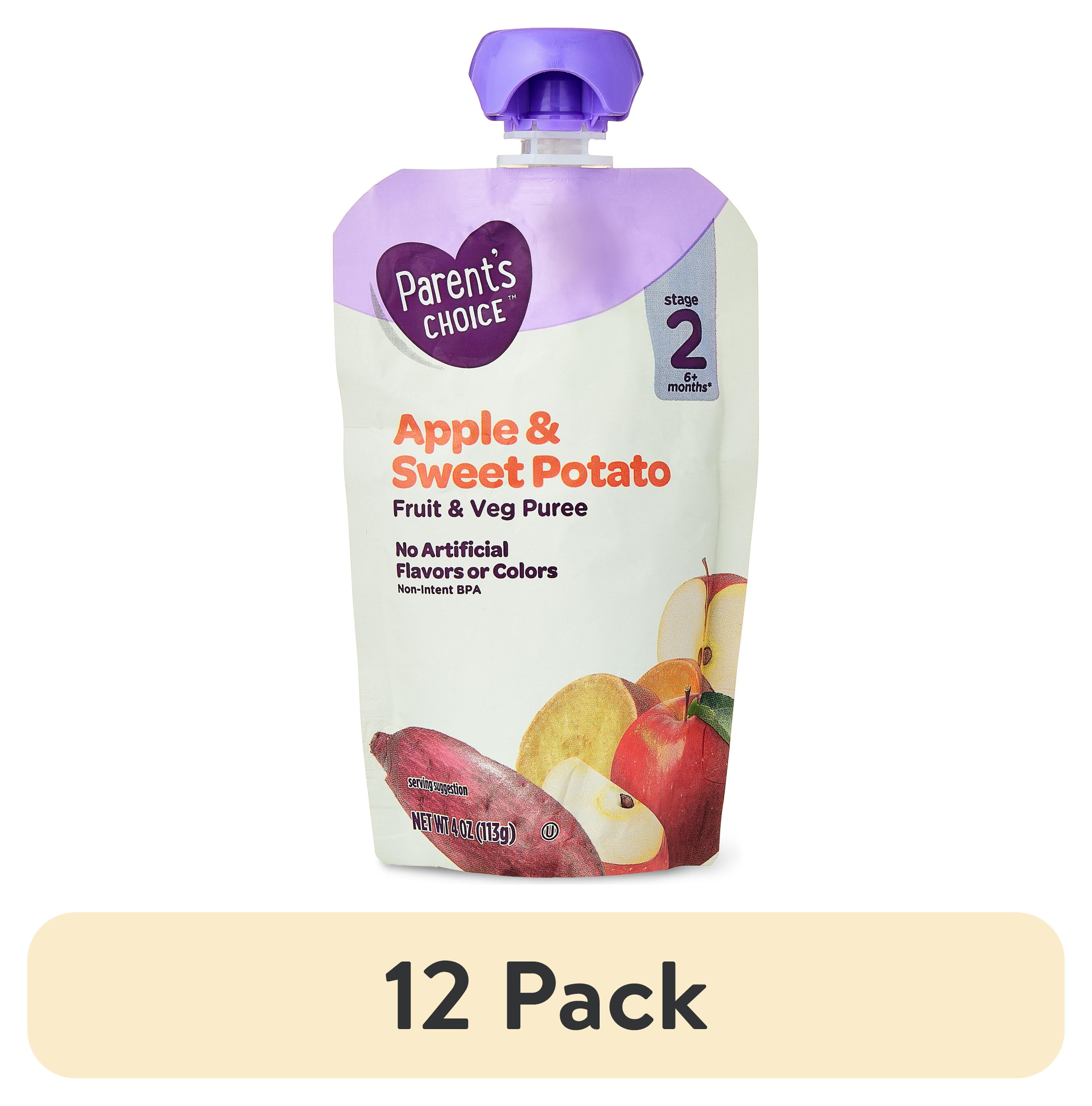 (12 pack) Parent's Choice Stage 2 Baby Food, Apple and Sweet Potato ...