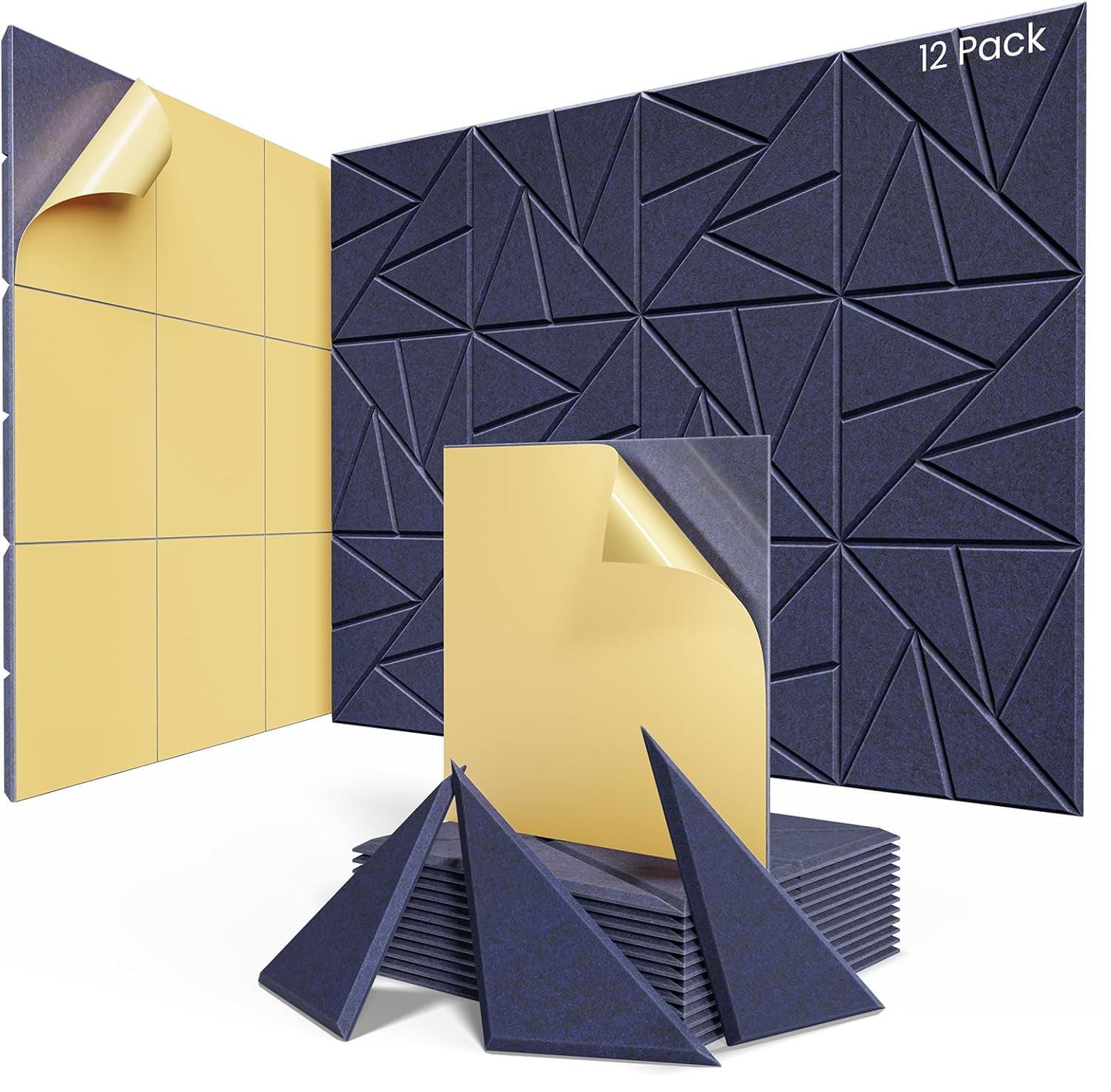 12 pack Acoustic Panels With Self-Adhesive, 12"X 12"X 0.4"Sound Proof ...