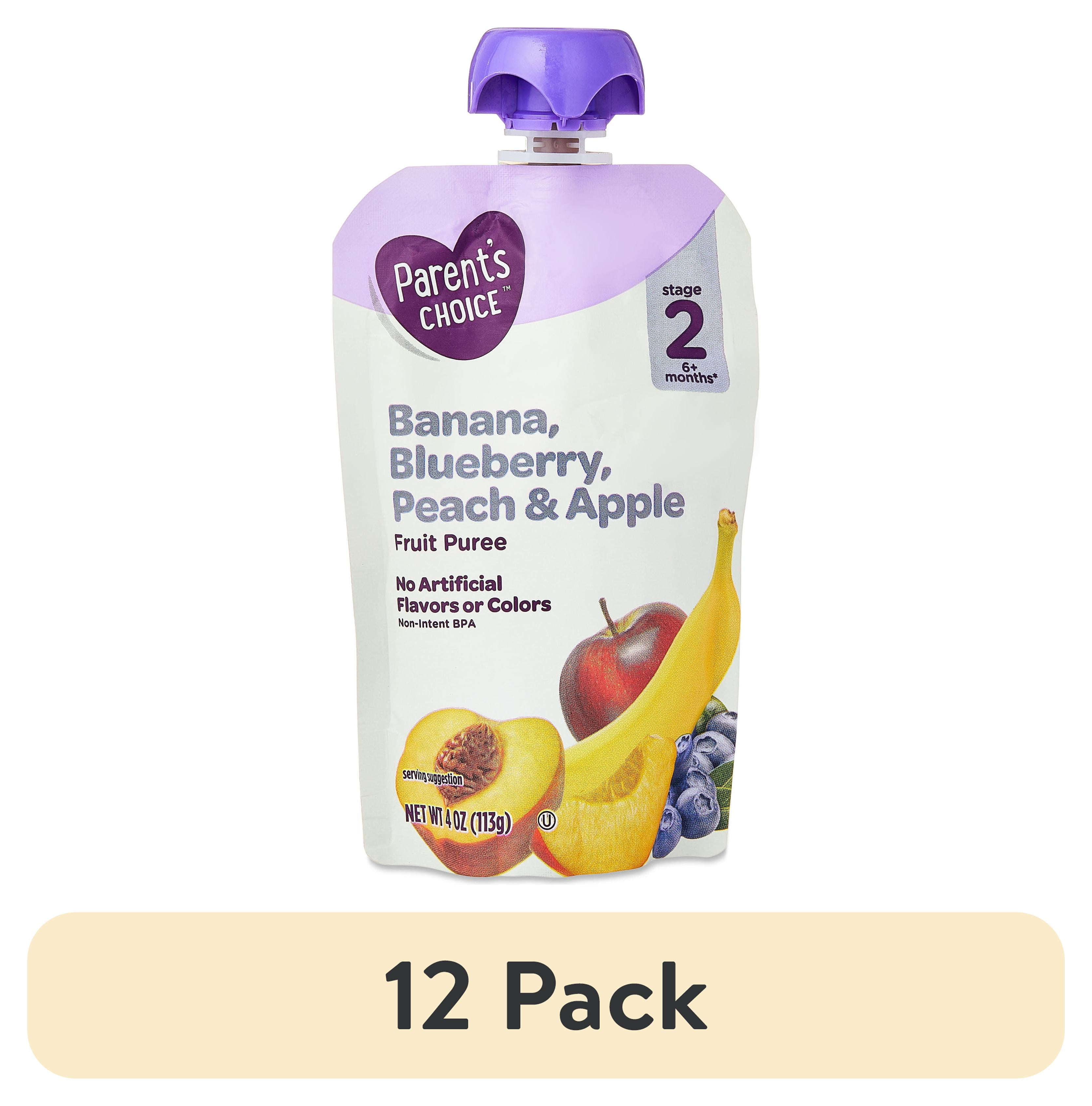 (12 pack) Parent's Choice Stage 2 Baby Food, Banana, Blueberry, Peach ...