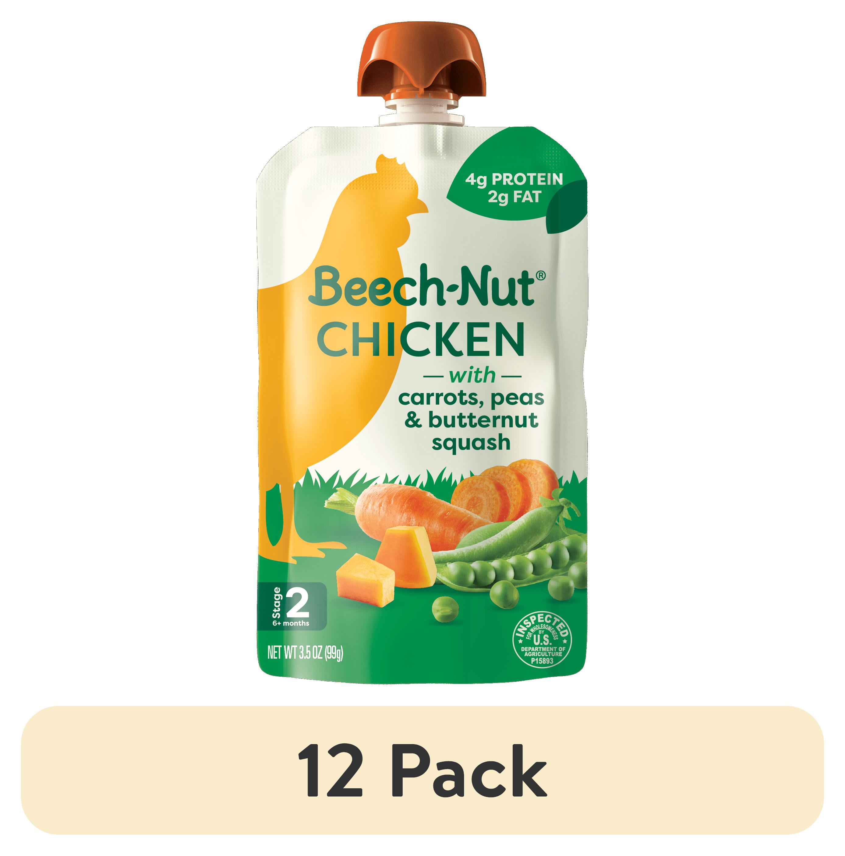 (12 pack) Beech-Nut Chicken Stage 2 Baby Food, Chicken Carrots Peas ...