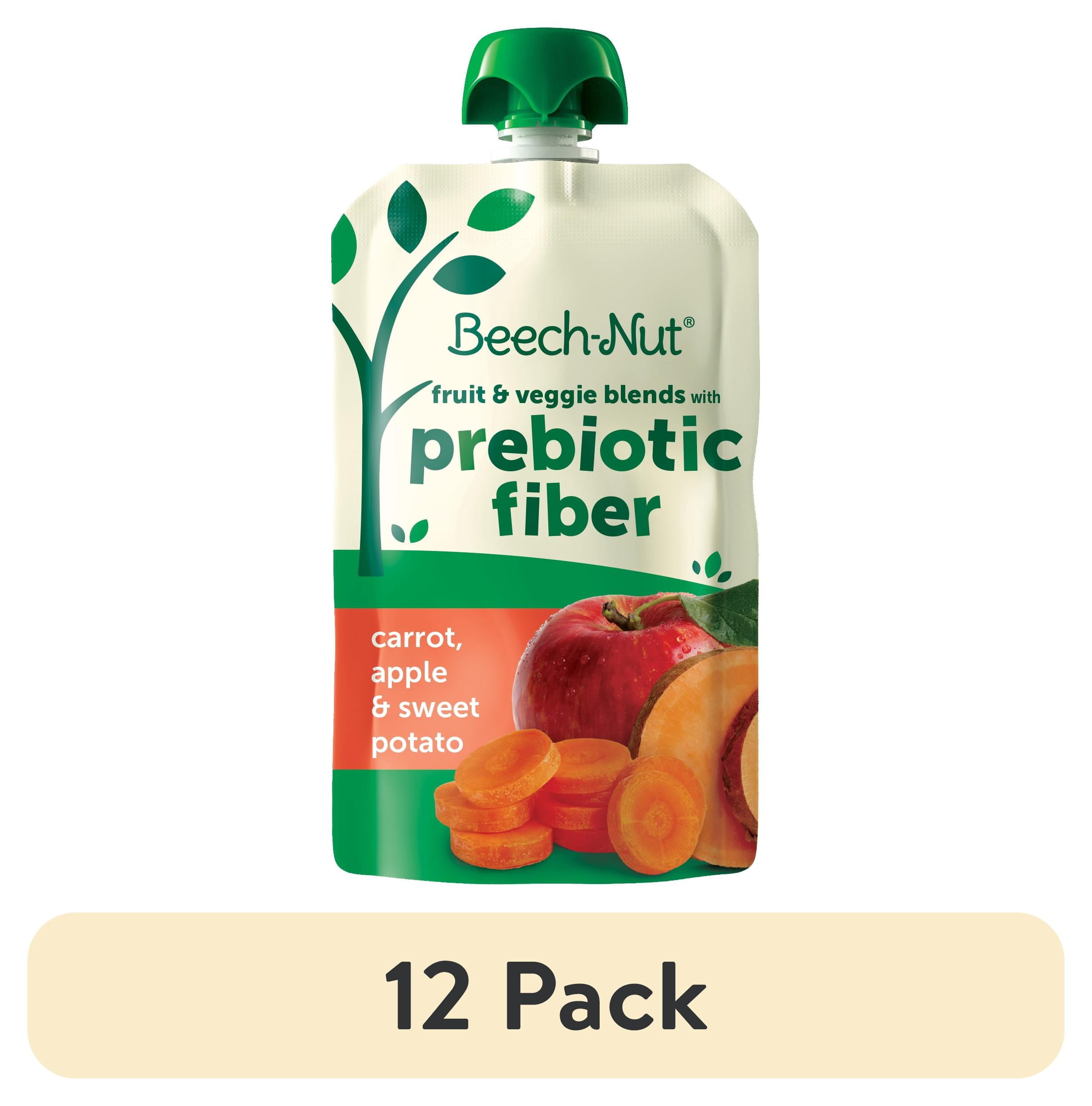 (12 pack) Beech-Nut Prebiotic Fiber Stage 4 Toddler Food, Carrot Apple ...