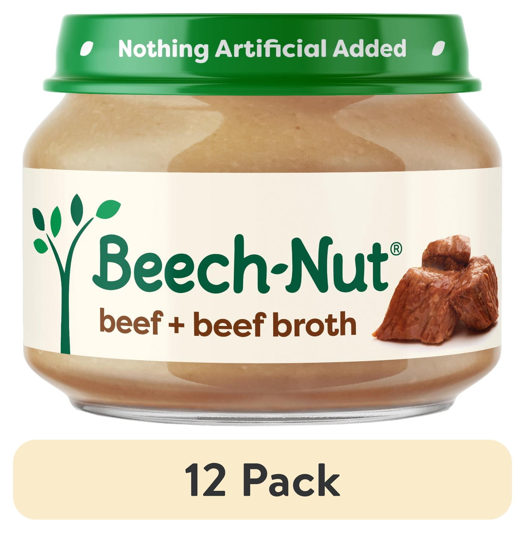 (12 pack) Beech-Nut Stage 1 Baby Food, Beef & Beef Broth, 2.5 oz Jar ...