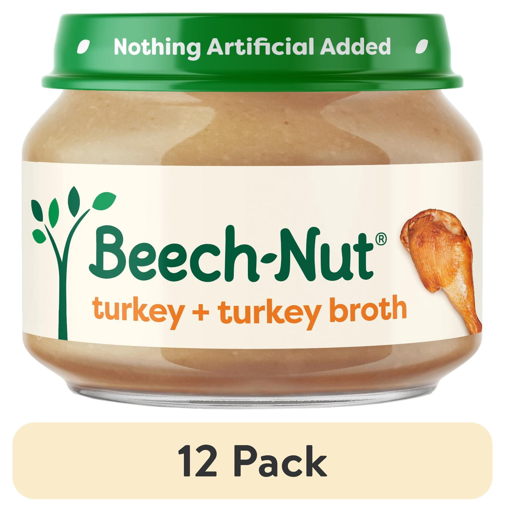 (12 pack) Beech-Nut Stage 1 Baby Food, Turkey & Turkey Broth, 2.5 oz ...