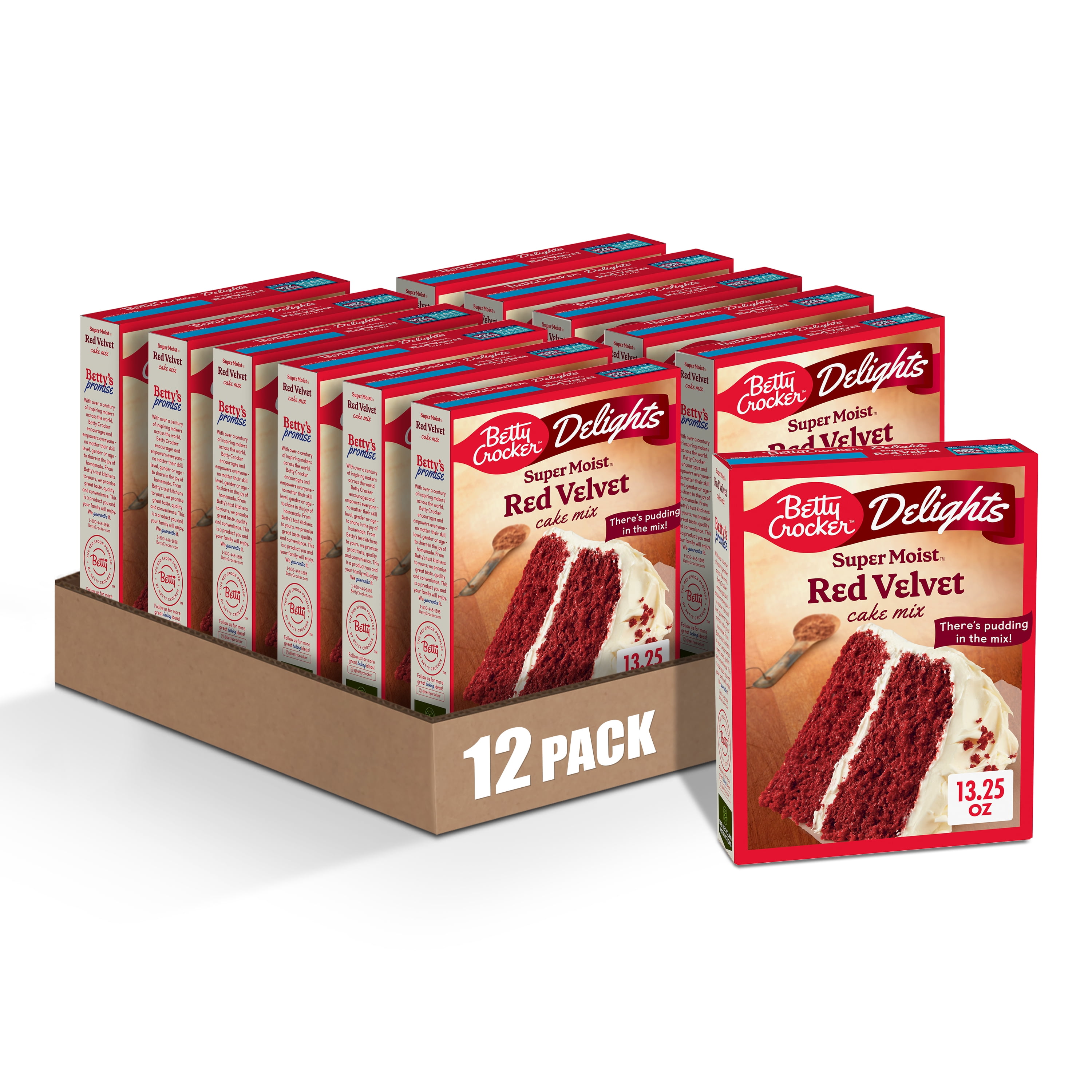 (12 pack) Betty Crocker Delights Super Moist Red Velvet Cake Mix, 13.25 ...
