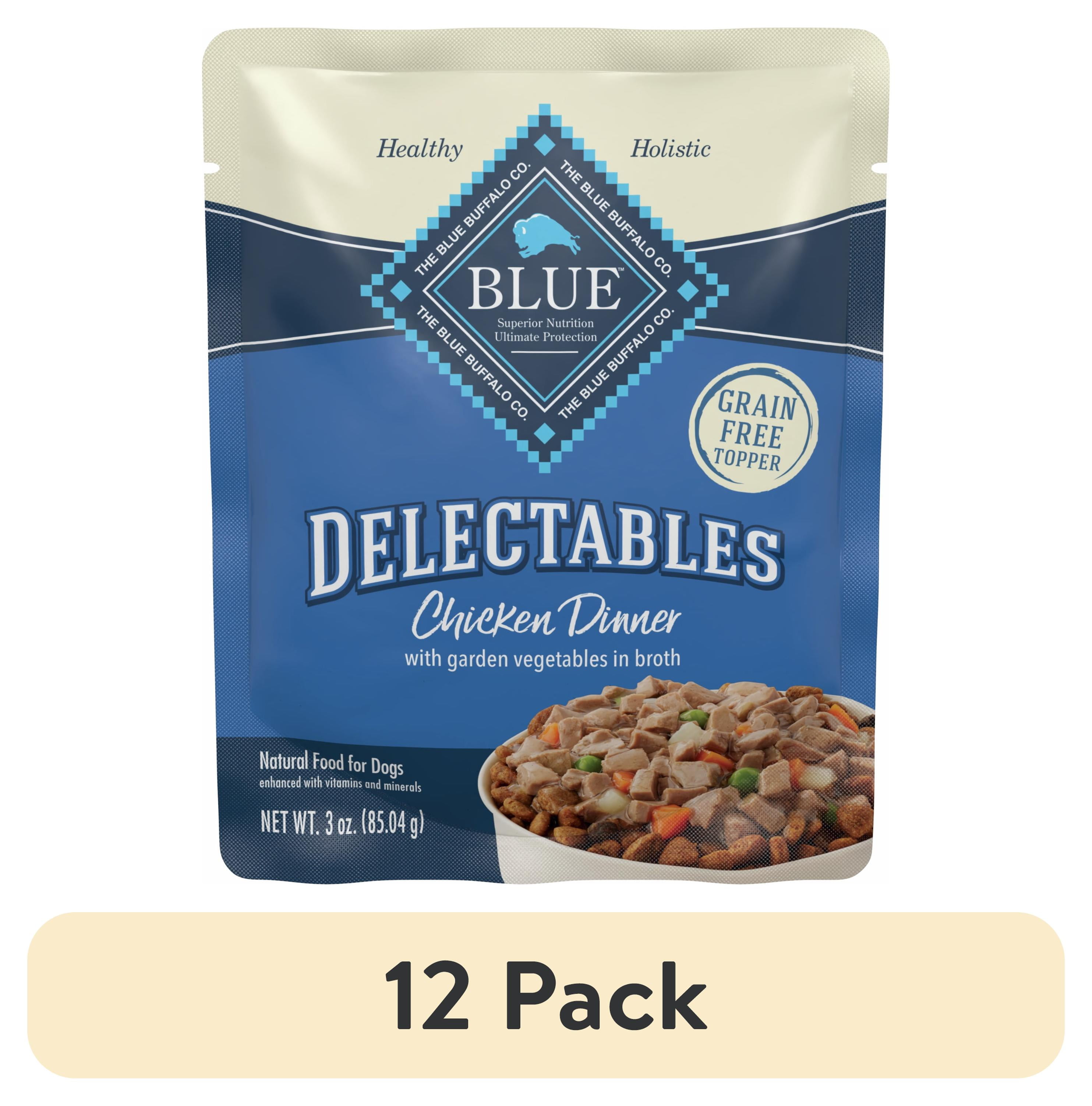 (12 pack) Blue Buffalo Delectables Natural Wet Dog Food Toppers, Tasty ...