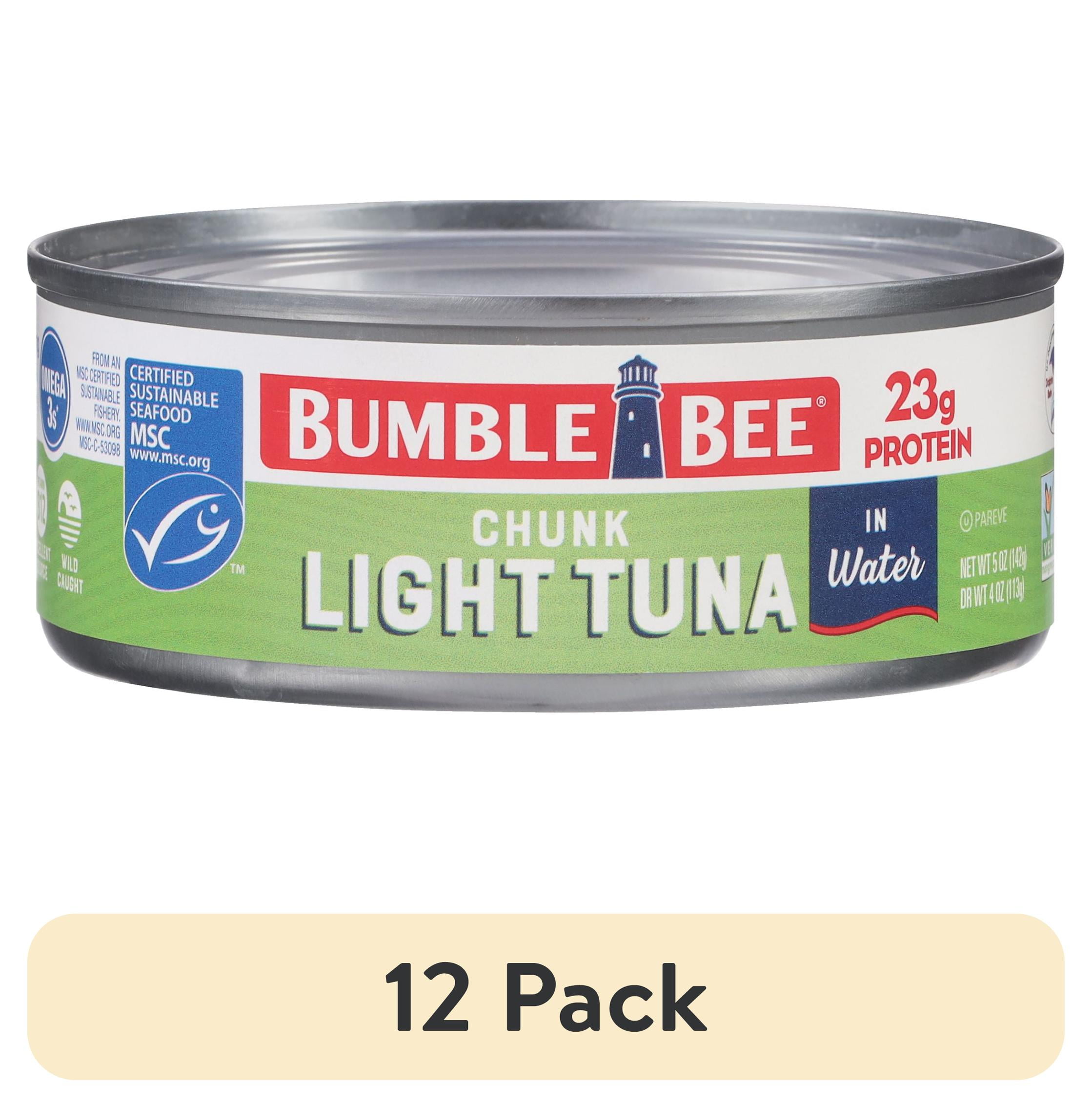 (12 pack) Bumble Bee Chunk Light Tuna in Water, Wild Caught Skipjack ...