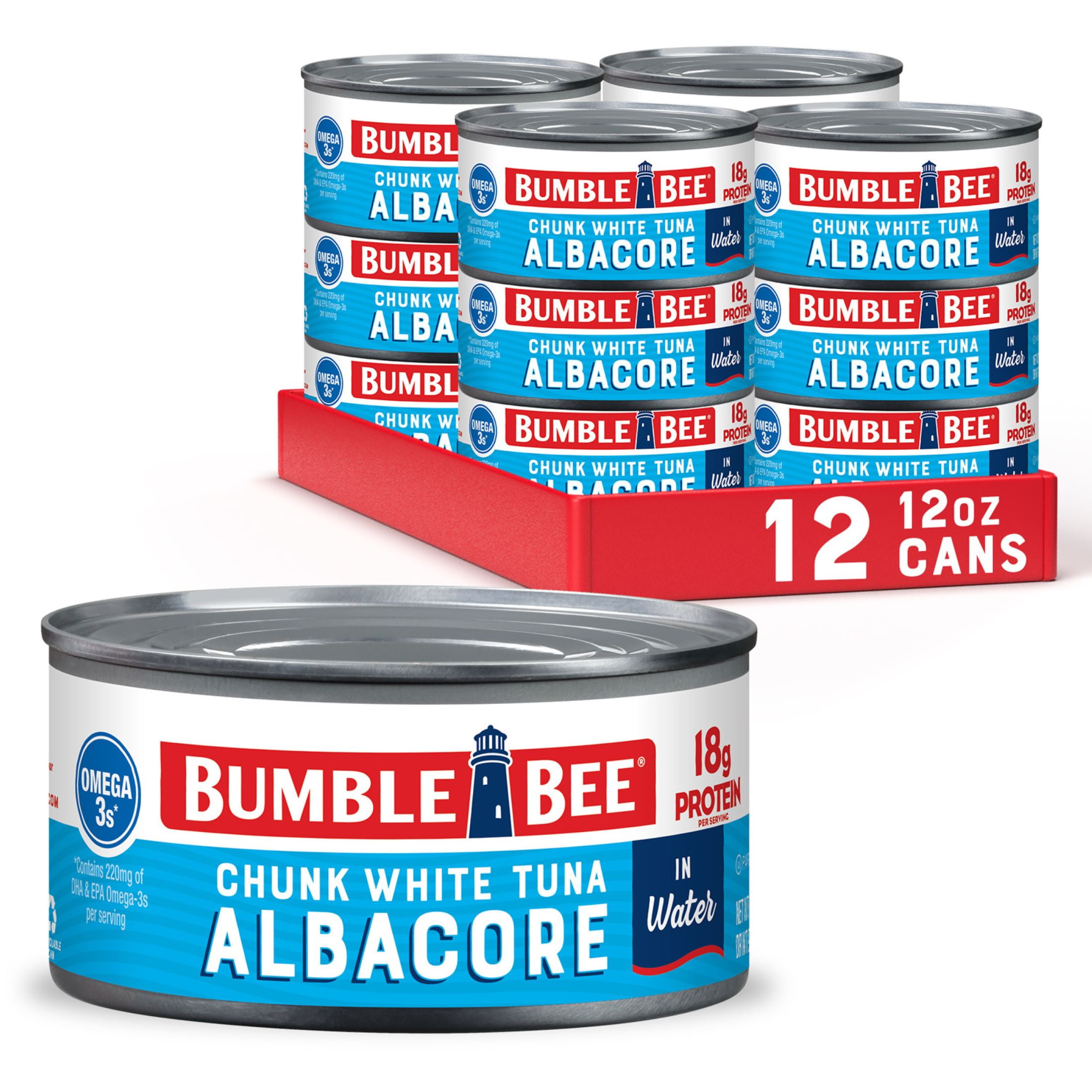 (12 pack) Bumble Bee Chunk White Albacore Tuna in Water, Wild Caught ...